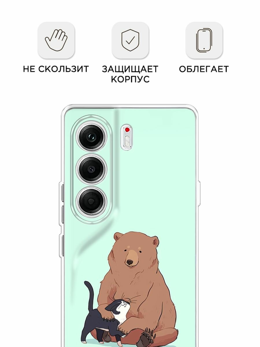 Чехол на Tecno Camon 40 Pro / Текно Камон 40 Про с принтом "Медведь и кошка дружба" — фото 1