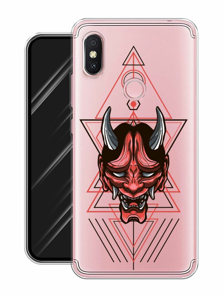 Чехол на Xiaomi Redmi S2 (Redmi Y2) / Сяоми Редми С2 (Редми Y2) с принтом Hanya Oni mask, прозрачный — фото 1