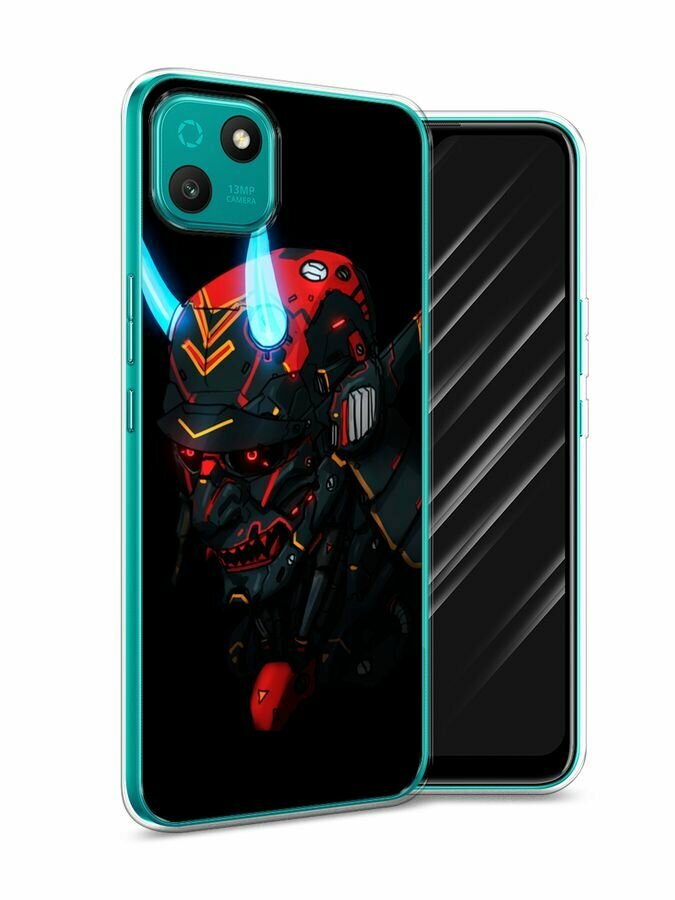 Силиконовый чехол на Wiko T10 / Вико Т10 с принтом "Неоновый самурай"
