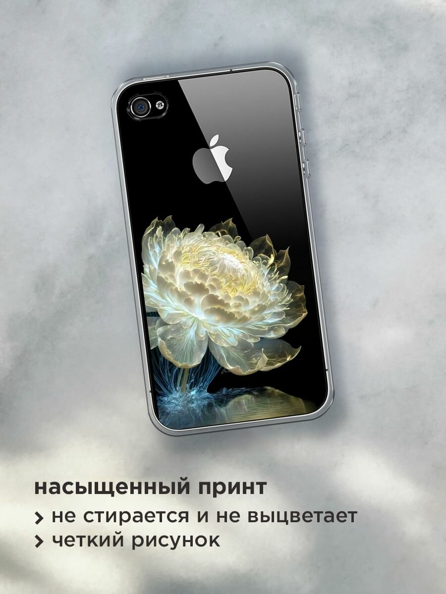 Чехол на Apple iPhone 4/4S / Айфон 4/4S с принтом "Китайский лотос", прозрачный — фото 1