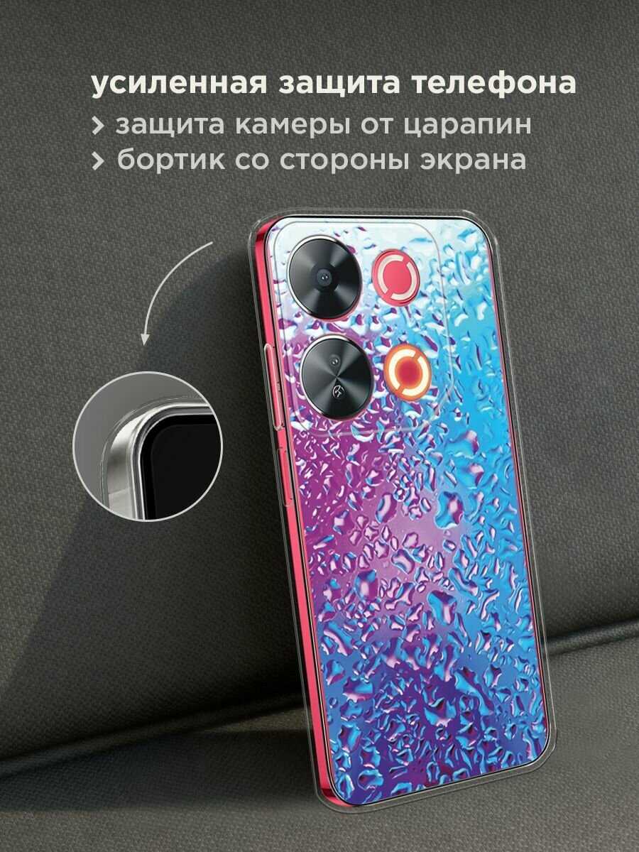Силиконовый чехол на Itel P65 / Ител P65 с принтом "Капли на стекле" — фото 1