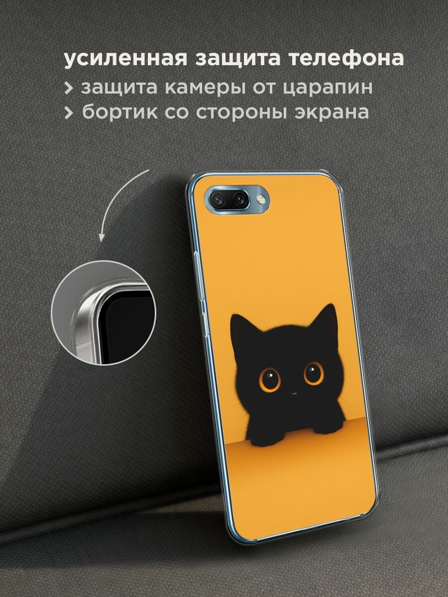 Силиконовый чехол на Honor 10 / Хонор 10 с принтом "Контрастный котик" — фото 1