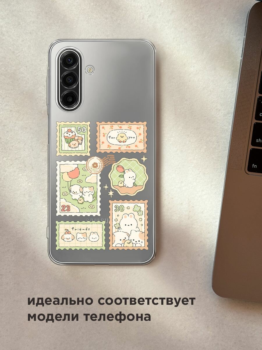 Чехол на Samsung Galaxy A17/A18 / Самсунг А17/А18 с принтом "Милые марки", прозрачный — фото 1