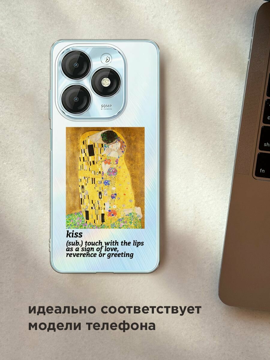 Чехол на Itel P55 / Ител Р55 с принтом "The kiss", прозрачный — фото 1