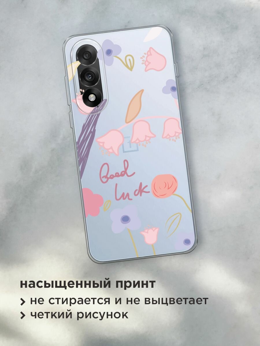 Чехол на OnePlus Nord 5 / Ван Плас Норд 5 с принтом "Lucky flowers", прозрачный — фото 1
