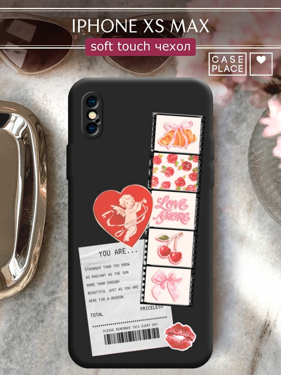 Чехол на Apple iPhone XS Max / Айфон XS Max с принтом "Розовый коллаж 2"