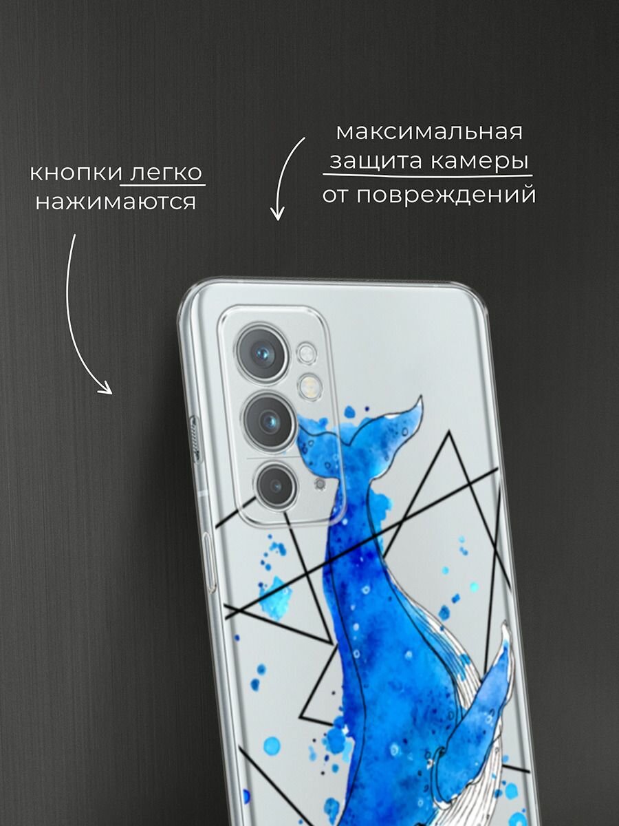 Чехол на OnePlus 9RT / ВанПлас 9RT с принтом "Кит графика", прозрачный — фото 1