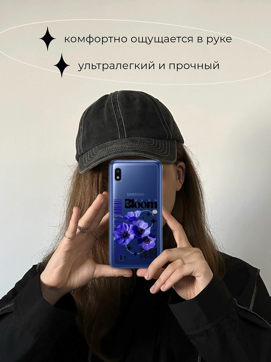 Чехол на Samsung Galaxy A10 / Самсунг Галакси А10 с принтом "Завораживающие анемоны", прозрачный — фото 1