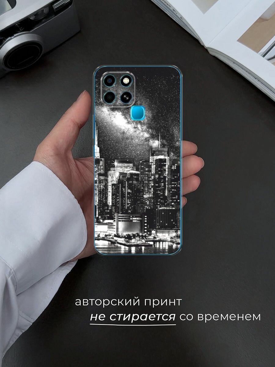 Чехол на Infinix Smart 6 / Инфиникс Смарт 6 с принтом "Ночной Нью-Йорк" — фото 1