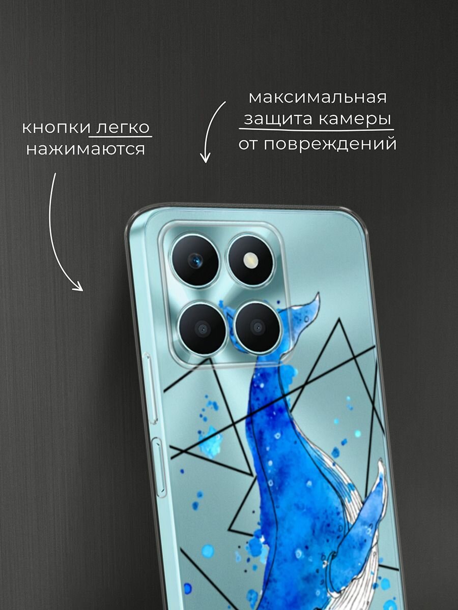 Чехол на Honor X6A / Хонор X6A с принтом "Кит графика", прозрачный — фото 1