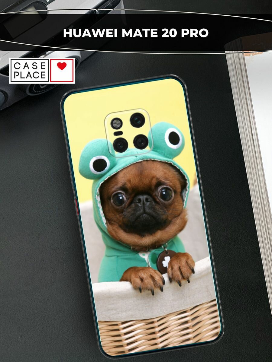 Чехол на Huawei Mate 20 Pro / Хуавей Мате 20 Про с принтом "Собачка в шапке лягушки"