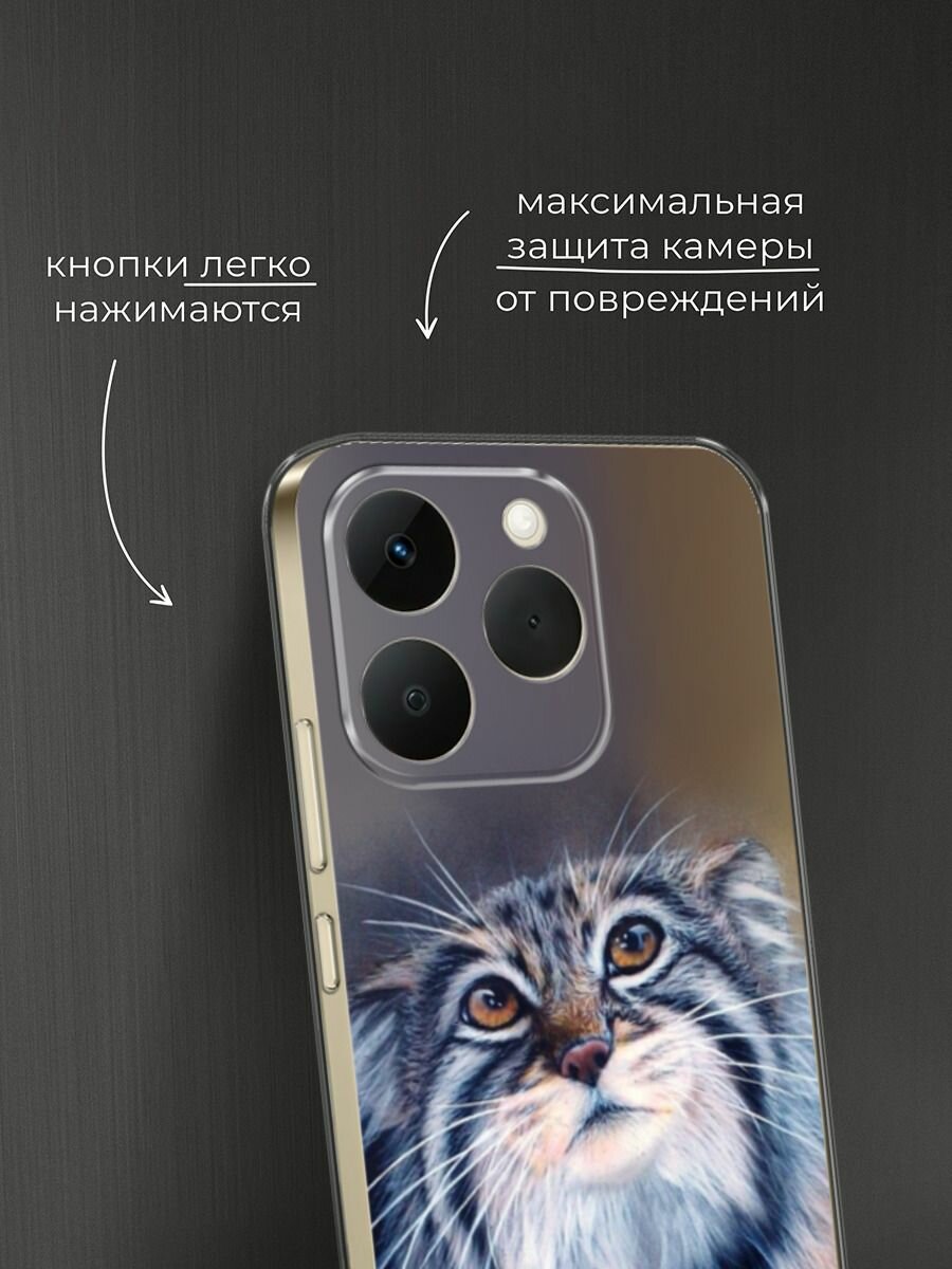 Силиконовый чехол на Realme 15T / Реалми 15Т с принтом "Кот манул 2" — фото 1