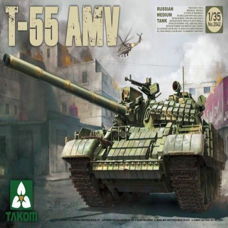 TAKOM 2042 1/35 Россия Средний танк t-55amv Модель танка