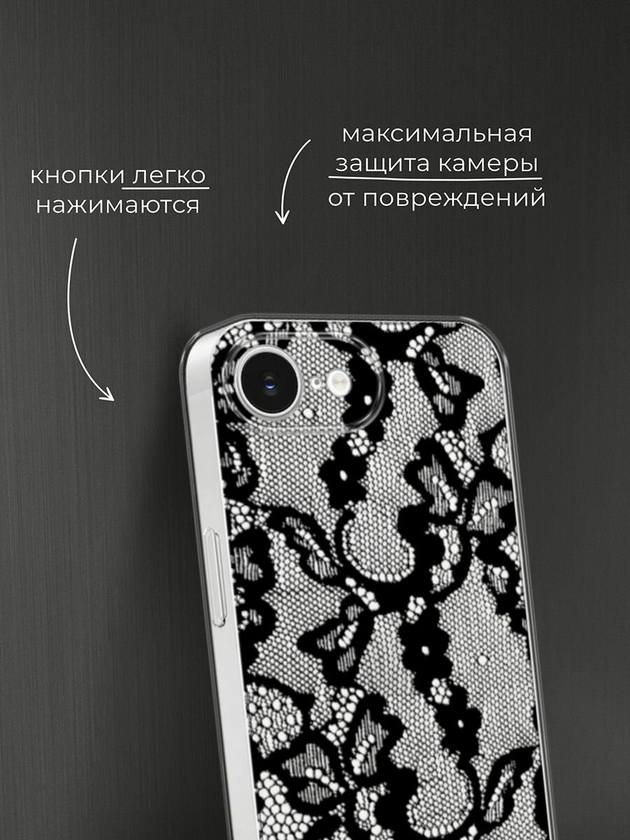 Чехол на Apple iPhone 16e/17e / Айфон 16е/17e с принтом "Черная сетка 2" — фото 1