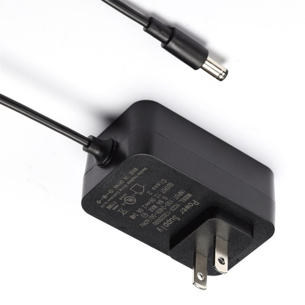 Компактный Адаптер Питания DC12V2A Мощностью 24 Вт, Штекер 5,5x2,5 мм, Огнестойкая Конструкция, Кабель длиной 1,2 М, Вход по всему миру 100-240 В для Устройств Домашнего Офиса