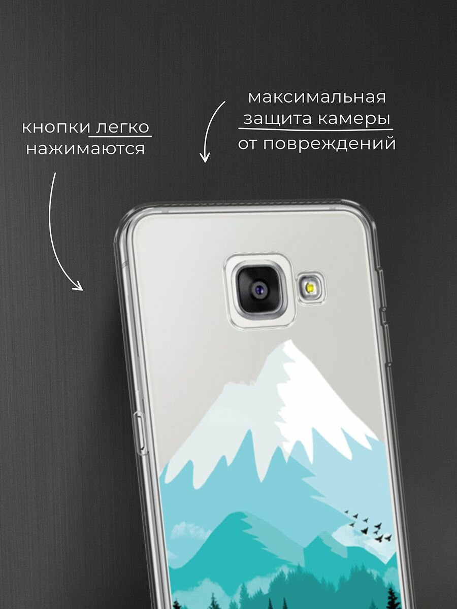 Чехол на Samsung Galaxy A3 2016 / Самсунг Галакси А3 2016 с принтом "Синяя снежная гора", прозрачный — фото 1