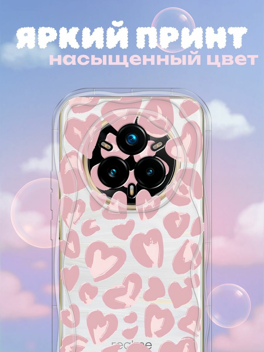 Чехол на Realme 14 Pro Plus / Реалми 14 pro plus с принтом Розовые леопардовые сердца — фото 1
