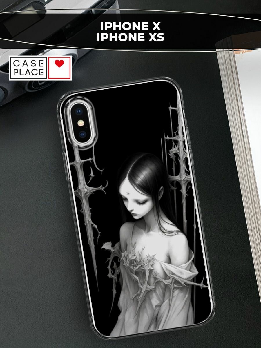 Чехол на Apple iPhone X / Айфон X с принтом "Грустная готическая девушка"