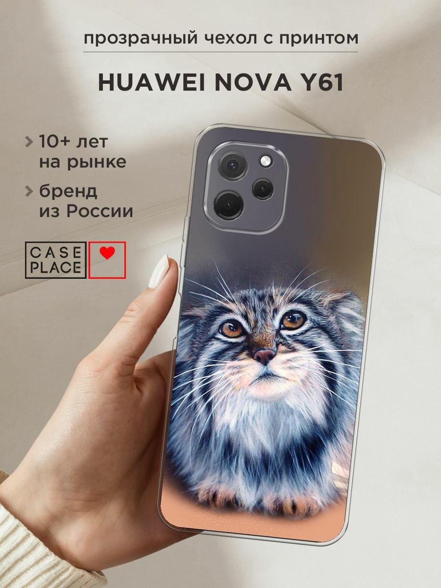 Чехол на HuaweI Nova Y61 / Хуавей Нова Y61 с принтом "Кот манул 2"