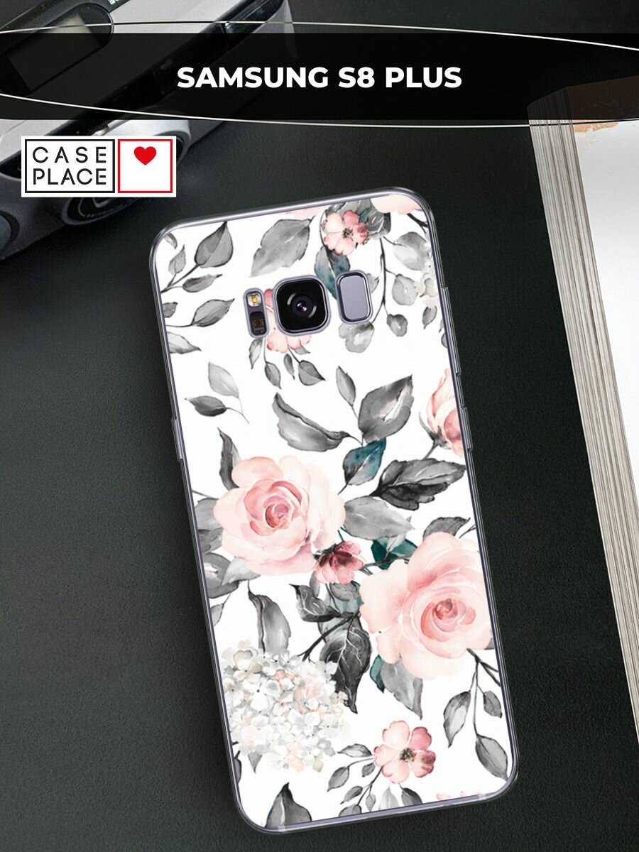 Чехол на Samsung Galaxy S8 + / Самсунг Галакси С8 Плюс с принтом "Розы на белом"