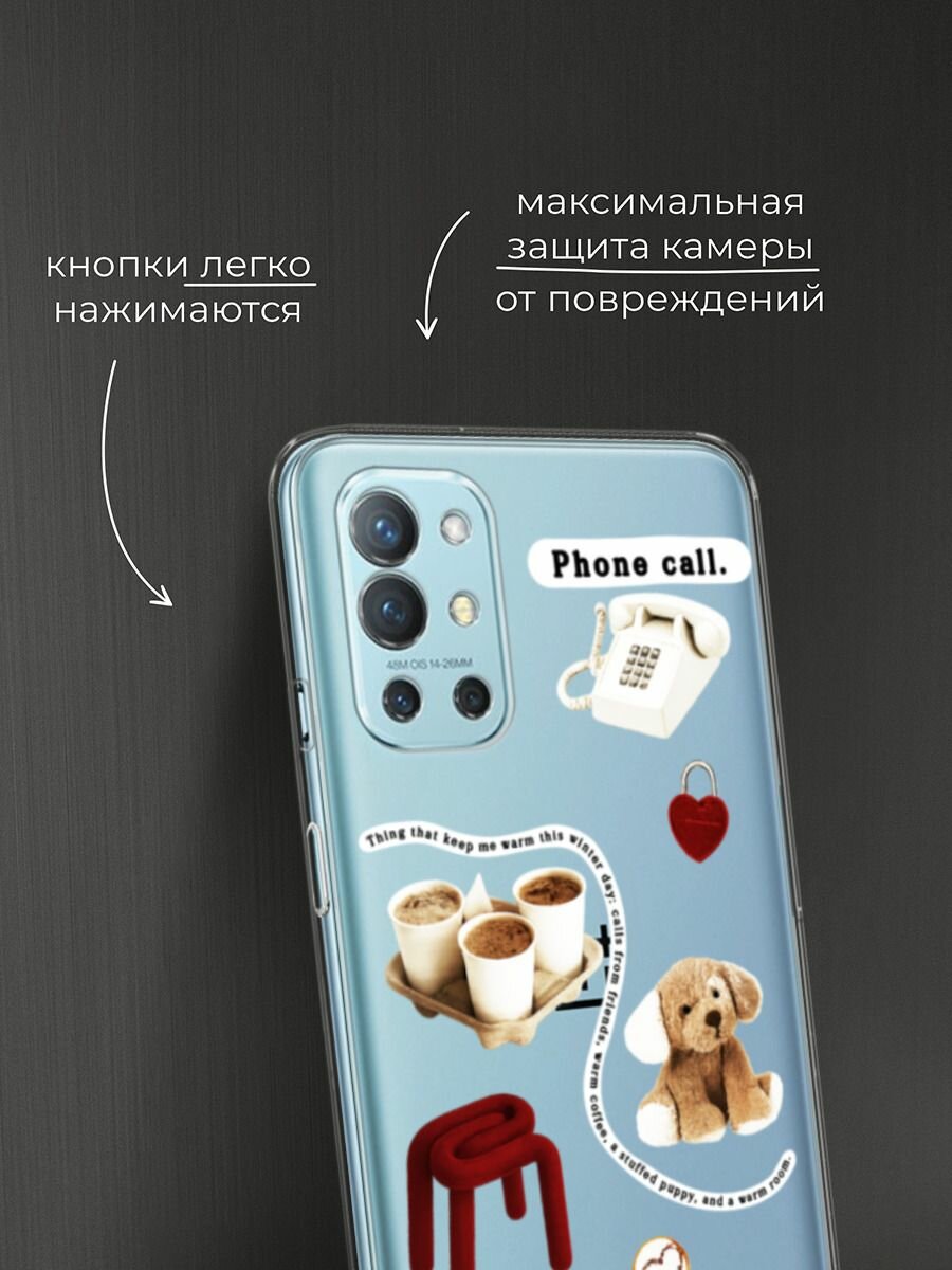 Чехол на OnePlus 9R / ВанПлас 9R с принтом "Phone call", прозрачный — фото 1