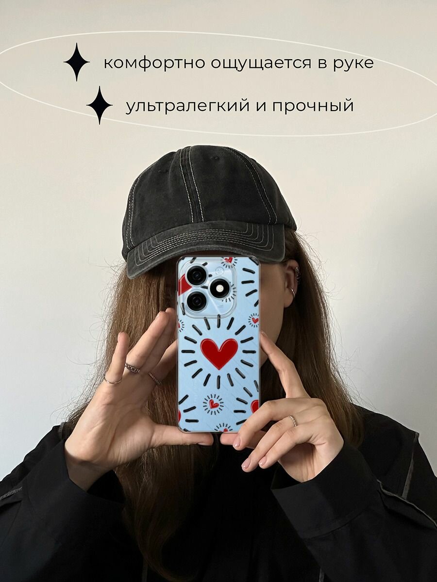 Чехол на Tecno Spark 20 / Текно Спарк 20 с принтом "Бордовые сердца паттерн" — фото 1