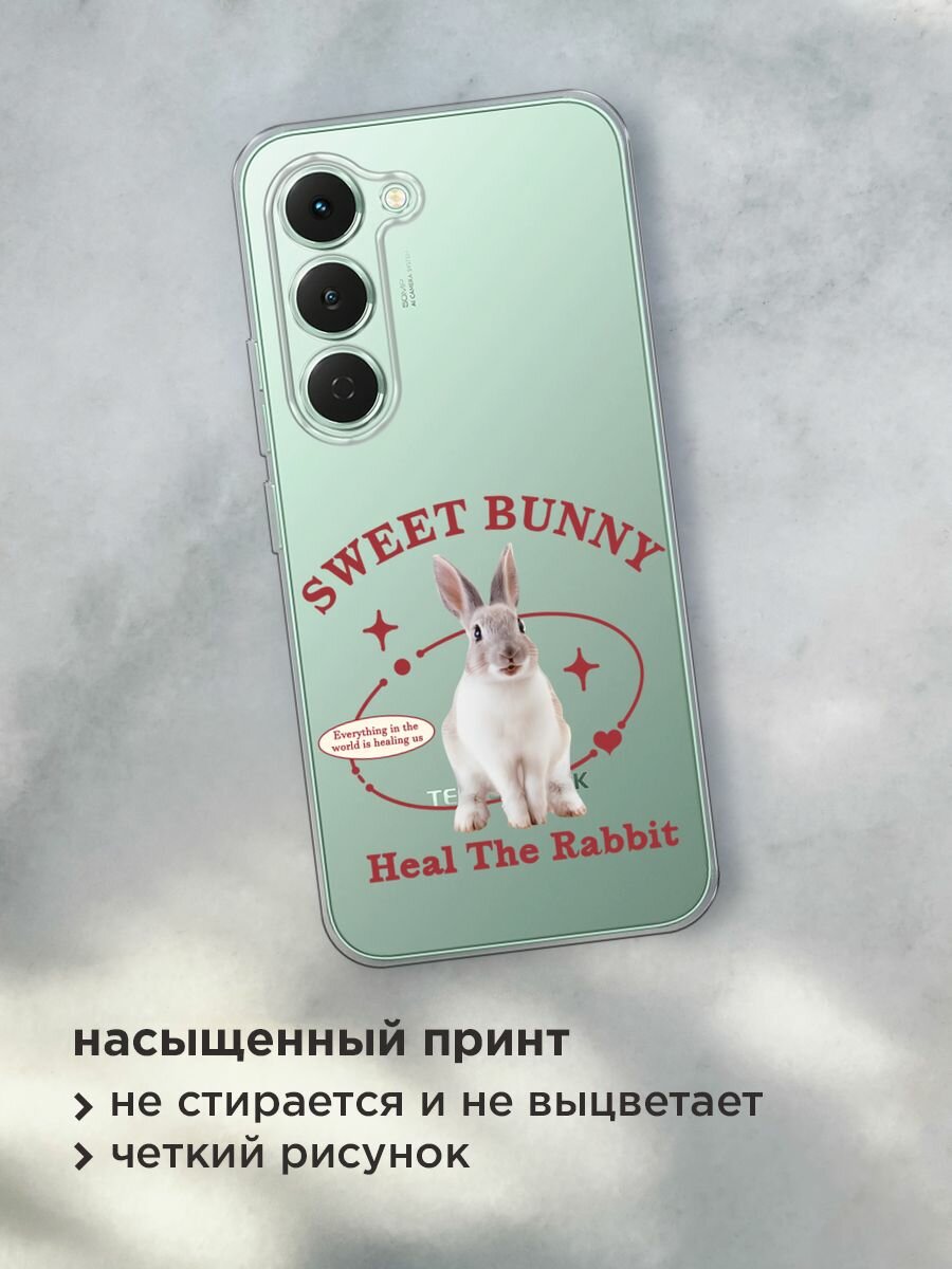 Чехол на Tecno Spark 40 Pro / Текно Спарк 40 Про с принтом "Heal the rabbit", прозрачный — фото 1