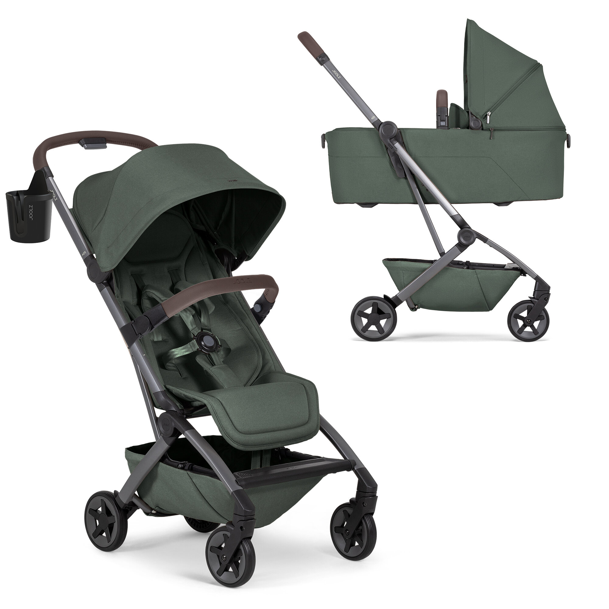 Детская коляска 2в1 Joolz Aer 2, цвет Forest Green SE (Зелёный), артикул производителя 320441 / 320051