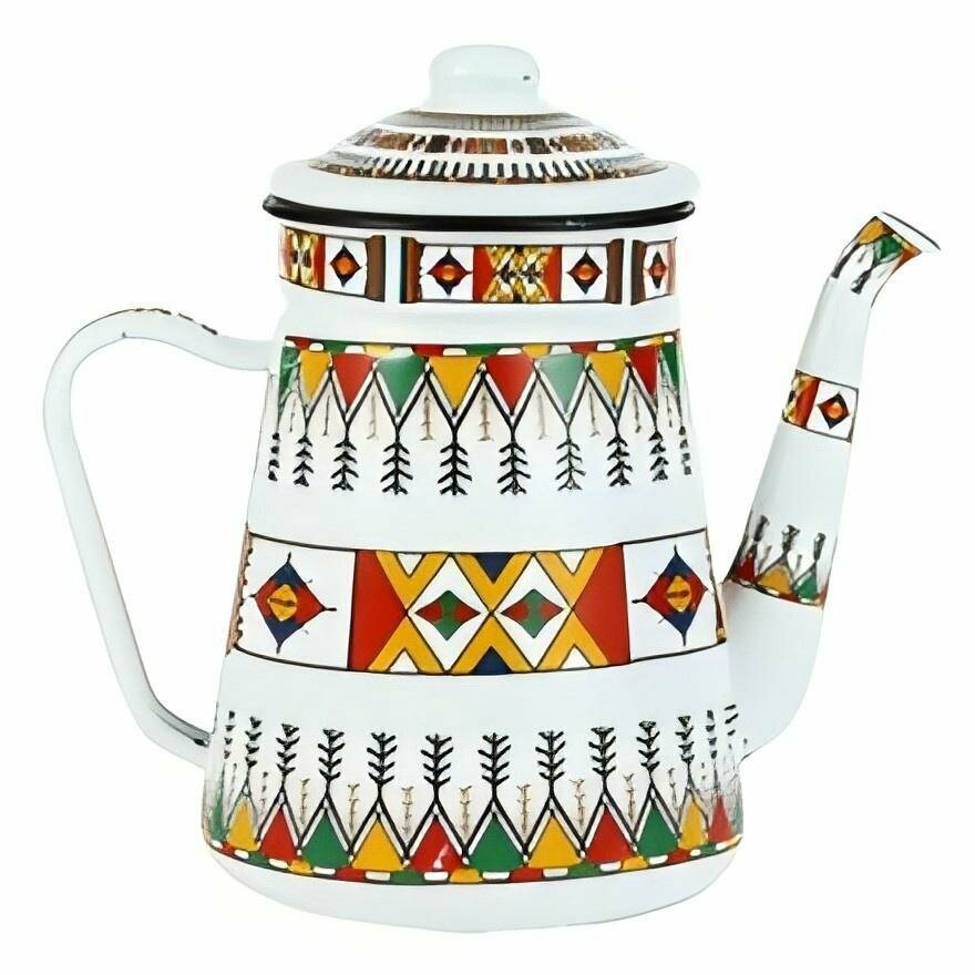 Эмалированный кофейник, винтажный синий крапчатый чайник для хранения чая и воды--