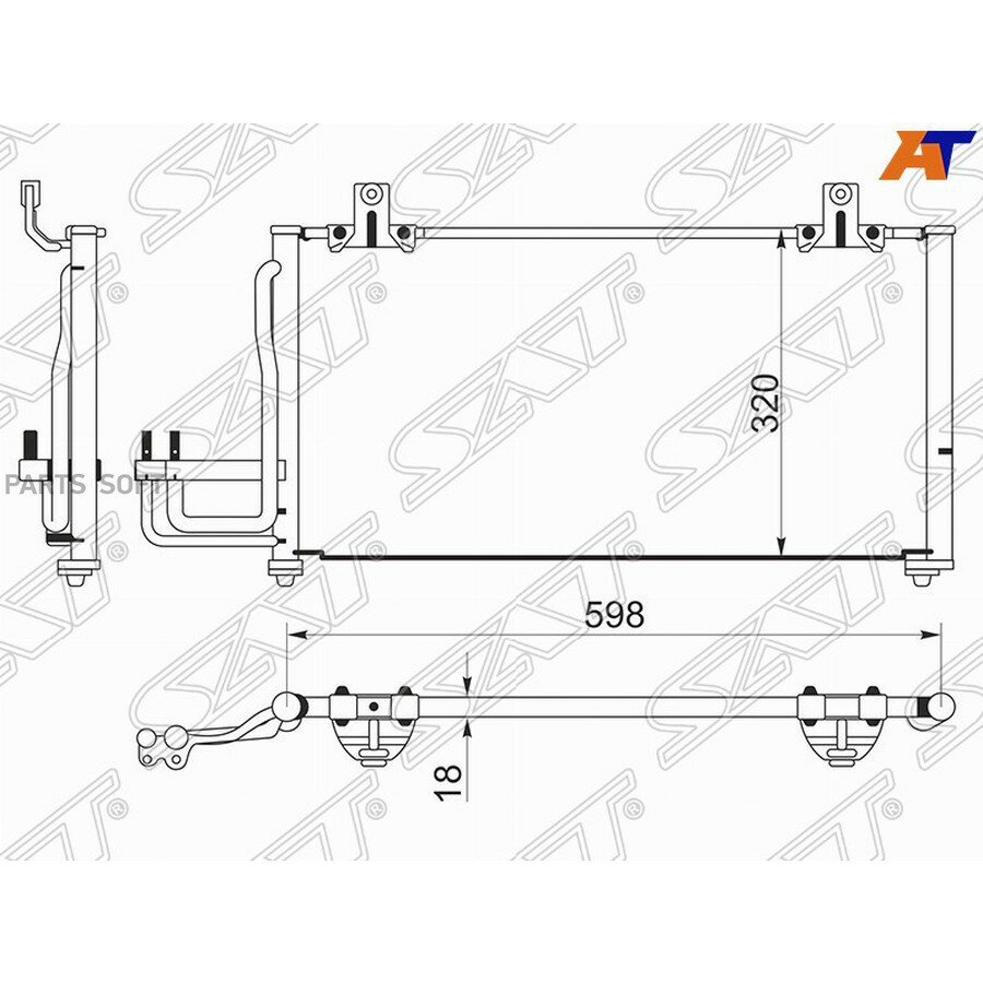 Радиатор кондиционера Kia Spectra 00-11 / Sephia 96-04 от официального дистрибьютора, SAT, артикул STKA40394A0