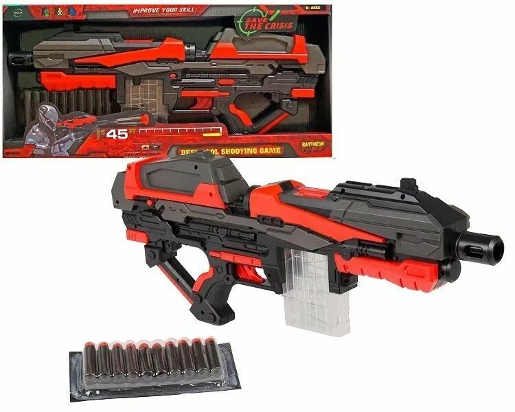 Детский игрушечный бластер с мягкими патронами (10 шт), FJ821