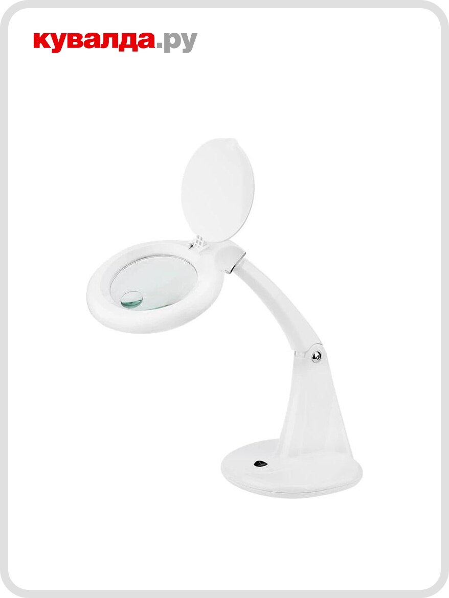 Лупа настольная REXANT 31-0243 3D 12D с подсветкой 40 SMD LED, ø100мм, белая