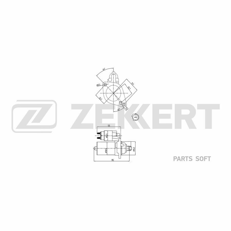 ZEKKERT AN-1083 Стартер VW Polo IV 05- Passat VI VII 05- Audi A3 II 03- A1 10- TT II 08- Skoda Octavia (1Z3 1Z ()