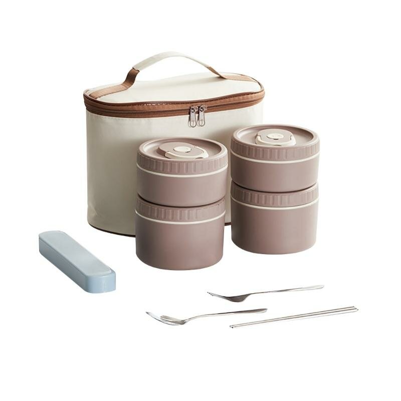 Многосекционный термоланчбокс из нержавеющей стали, - 2 больших и 2 маленьких