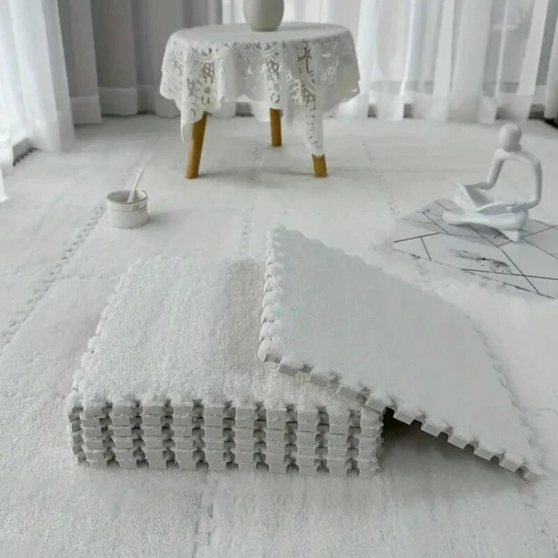 Плюшевые коврики-пазлы из пенополиэтилена для детей Белый, 12Pcs, White