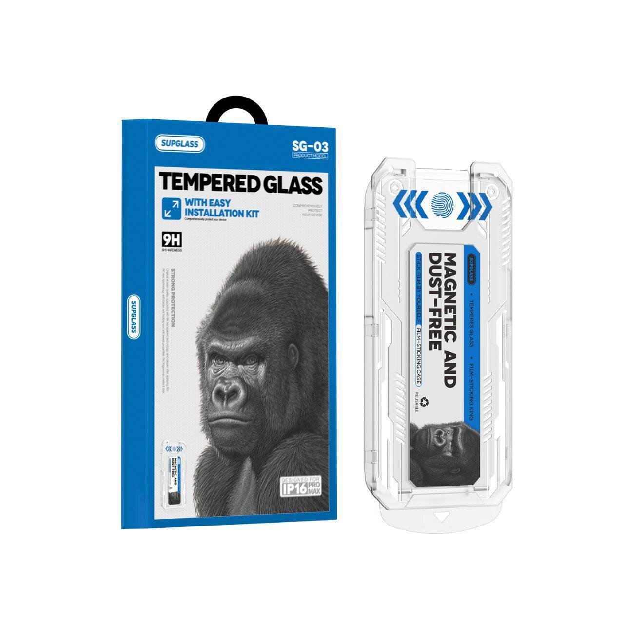 Защитное стекло для iPhone 16 Pro Max (6.9"), SUPGLASS Tempered Glass 9H c Инструментом для установки, SG-03