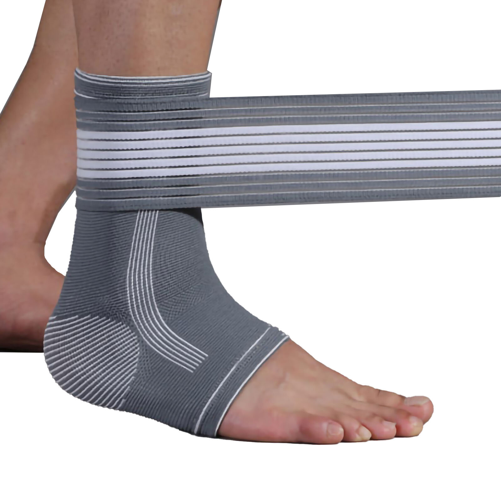 2 шт. Нейлоновые силиконовые серые спортивные бандажи для голеностопа, размер S/M, для бега и фитнеса