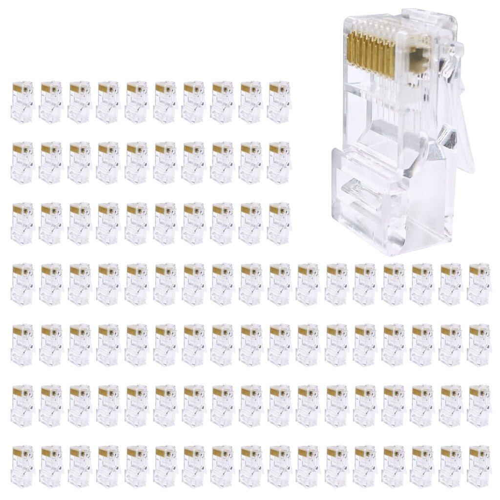 100 перфорированных разъемов сетевого кабеля CAT5E EZ