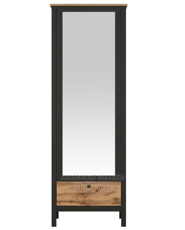 Шкаф БРВ мебель Loft SZF1W1S/60 дуб вотан/черный