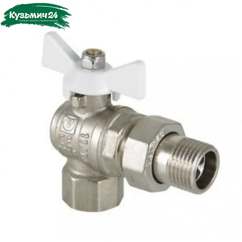 Кран шаровой со сгоном Gappo G215.05 ВР-НР 3/4" угловой EPDM бабочка, белая