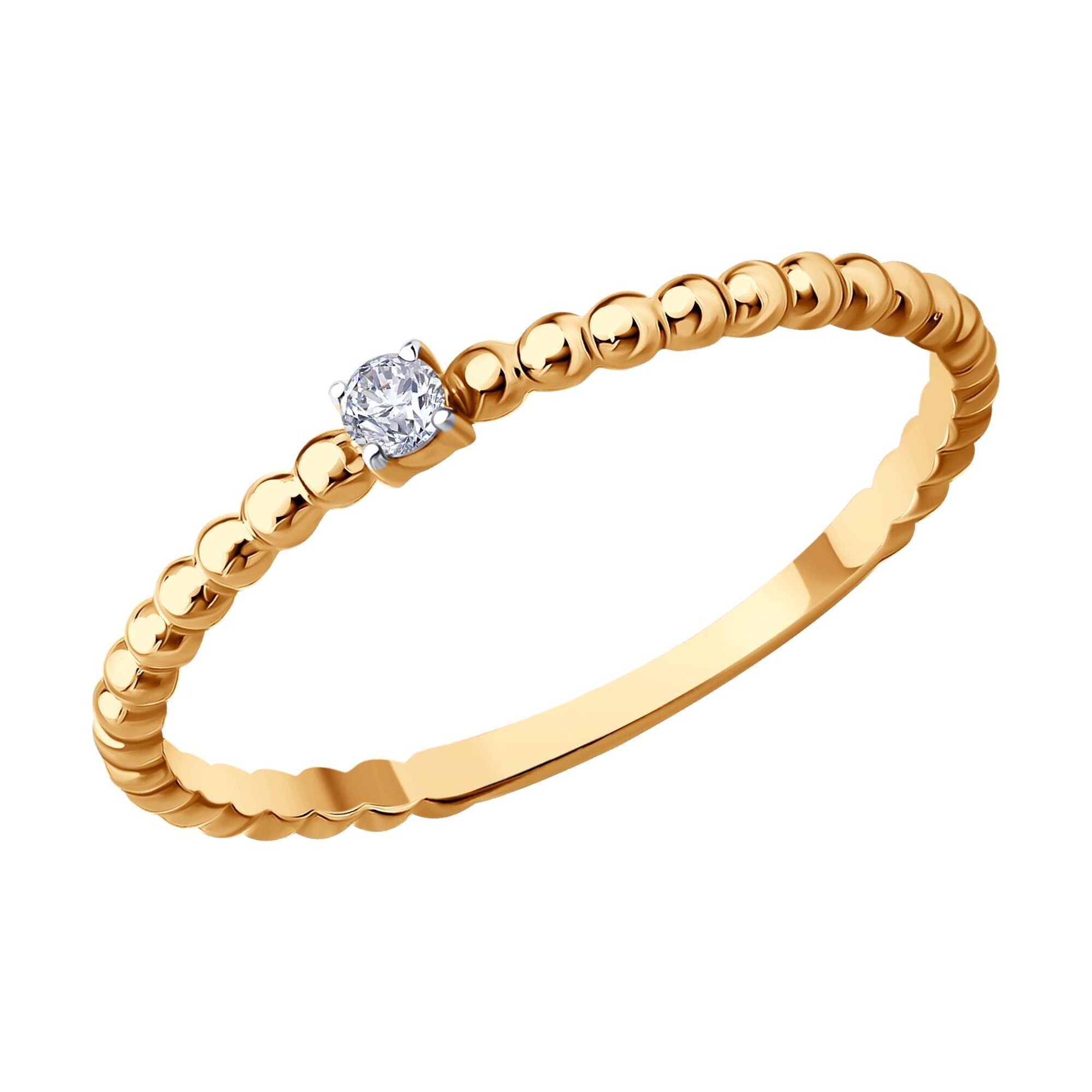 Кольцо, красное золото, 585 проба, фианит