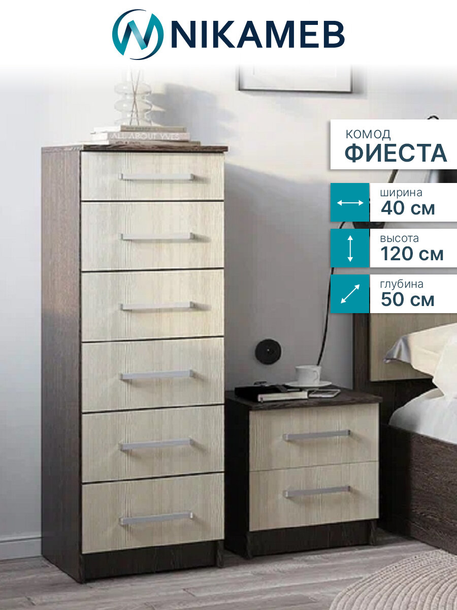 Комод узкий 400 Фиеста, цвета венге/лоредо