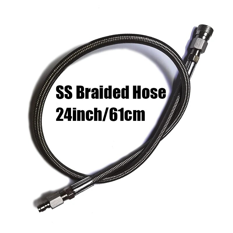 BAZUKA шланг зарядный для пейнтбола Microbore Remote Fill Whip Hose Extension SS Braided 24inch
