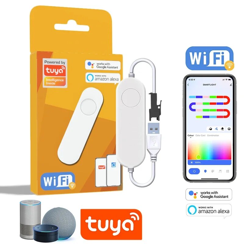 TUYA WiFi RGBIC контроллер 12-24В для WS2811 ленты RGBIC One Port-USB