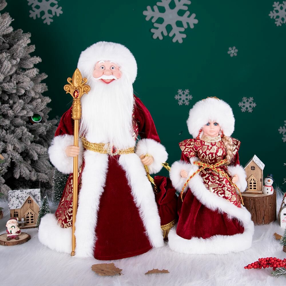 Фигурка Дед мороз под елку 50 см/35cm музыкальный дедушка мороз, синий 2 шт