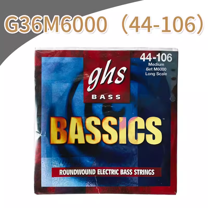 Струны электробаса GHS BOOMERS G36M6000, 4-струнная комплектация, 44-106 калибр, премиум струны для бас-гитары