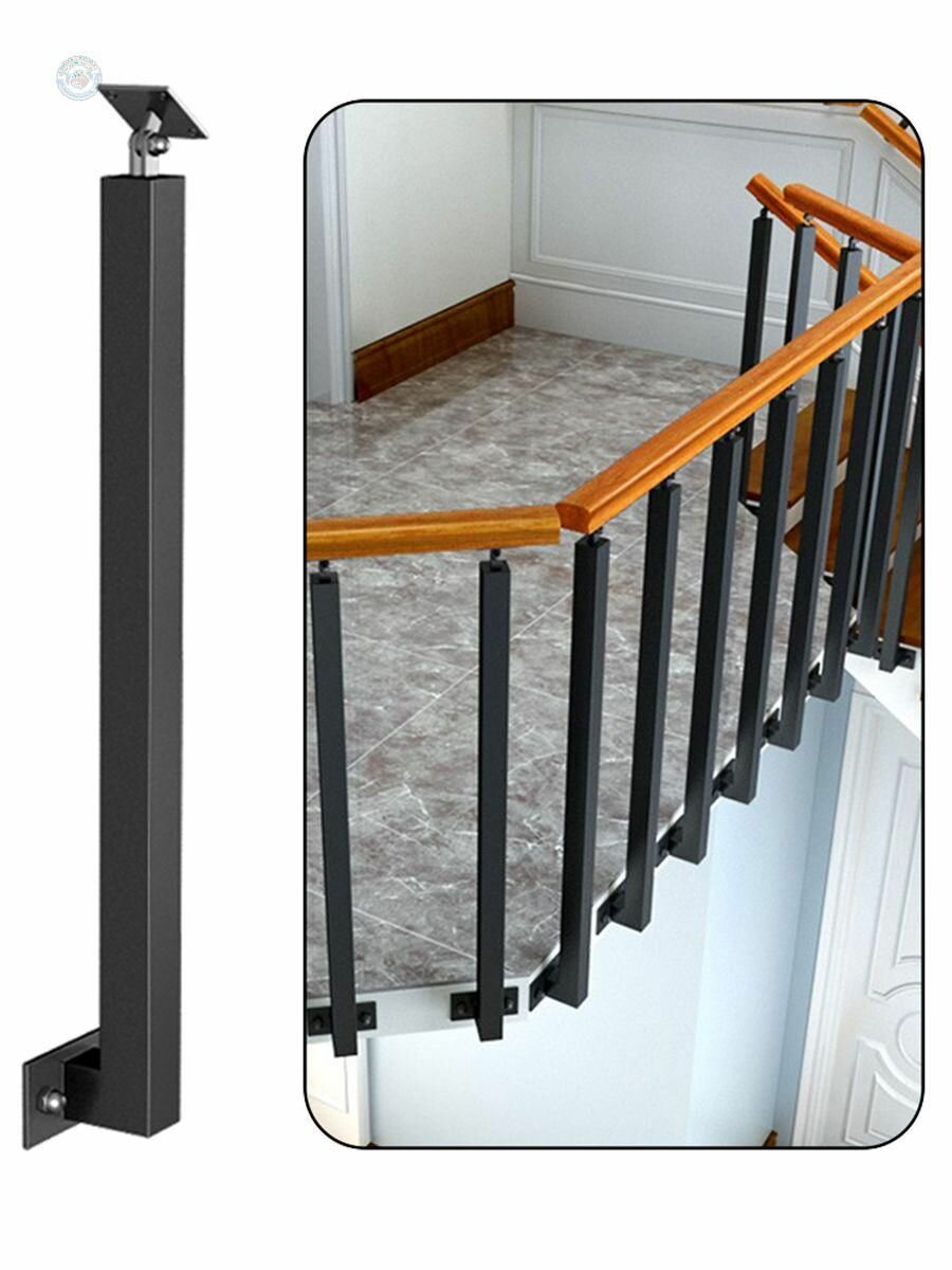 Квадратные стойки для перил с боковым креплением, черные металлические поручни для лестницы, балкона и террасы, прочные ограждения из кованого железа, универсальные опоры для дома и улицы