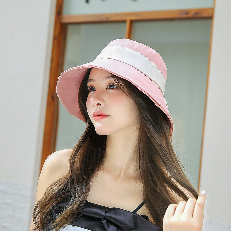 Весенне-осенняя новая хлопково-льняная рыбацкая шляпа с бантом, женская солнцезащитная козырек, корейская версия, универсальная дорожная шляпа на открытом воздухе