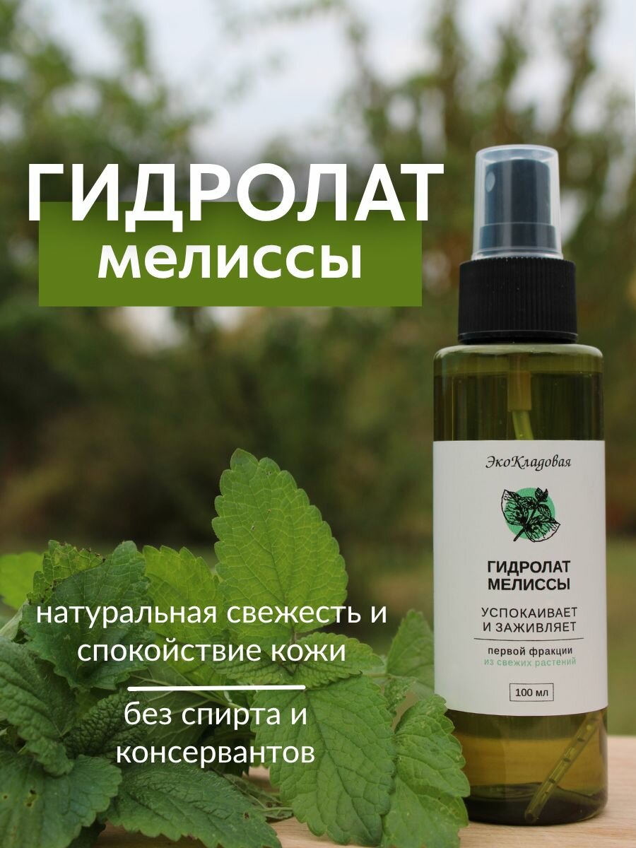 Гидролат мелиссы натуральная цветочная вода 100 мл успокаивающий тоник для лица и тела