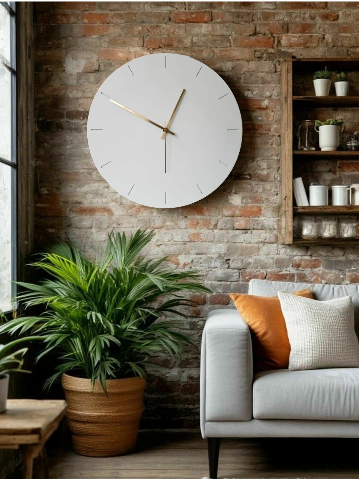 Часы настенные большие Vintage Wall диаметр 40 см интерьерные бесшумные